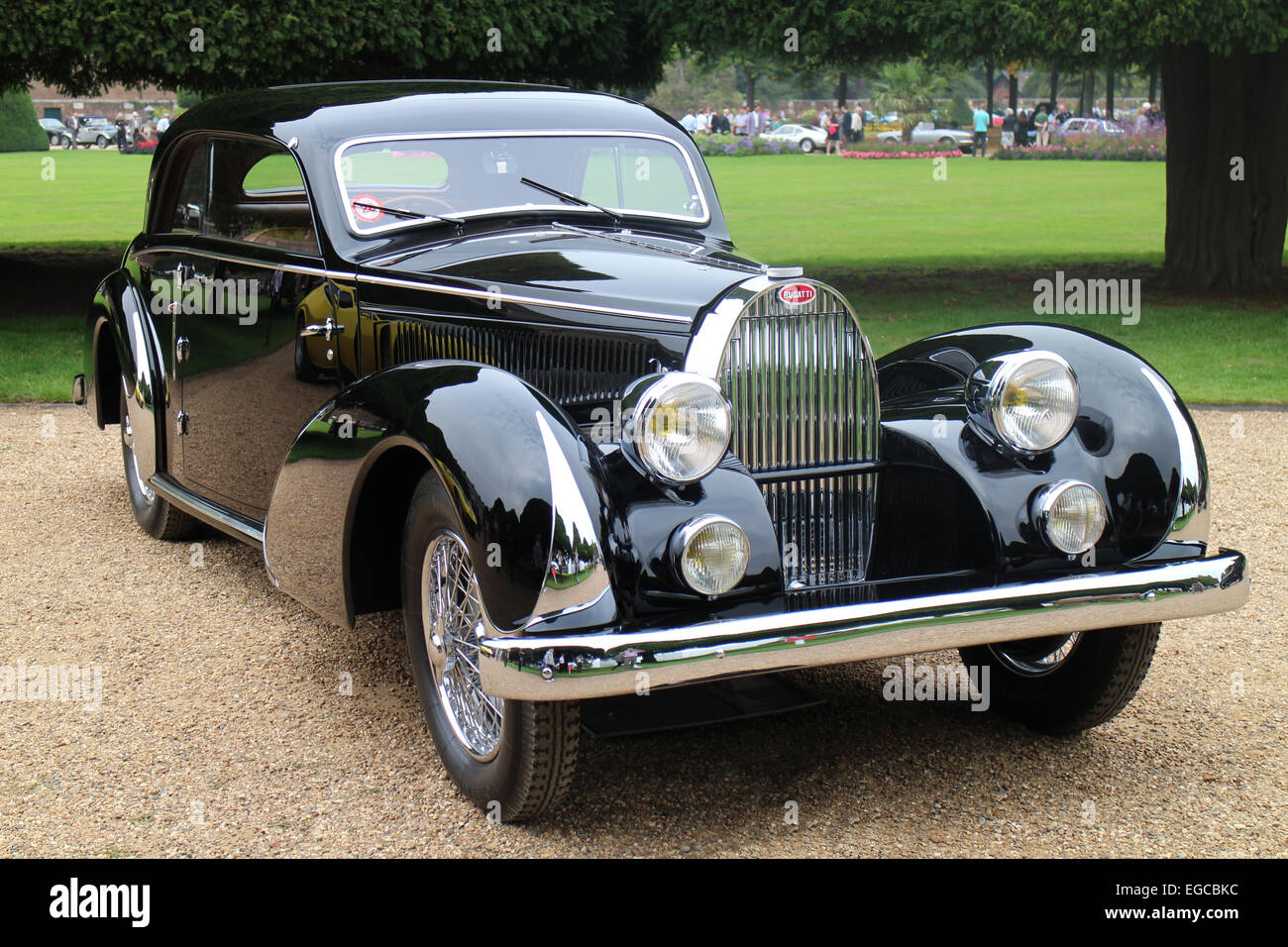 A 1936 Bugatti T57 Paul Nash Pillarless coupe classic car at Concours ...