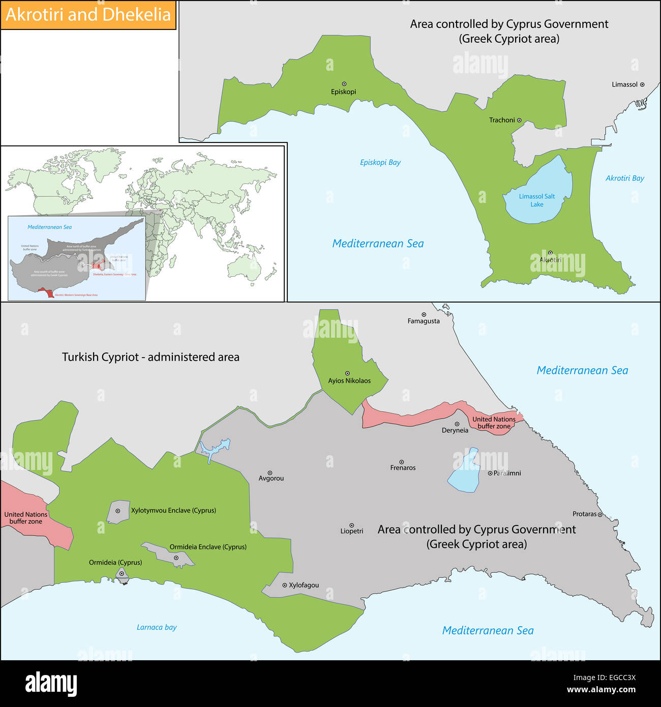 Akrotiri and Dhekelia map Stock Photo - Alamy