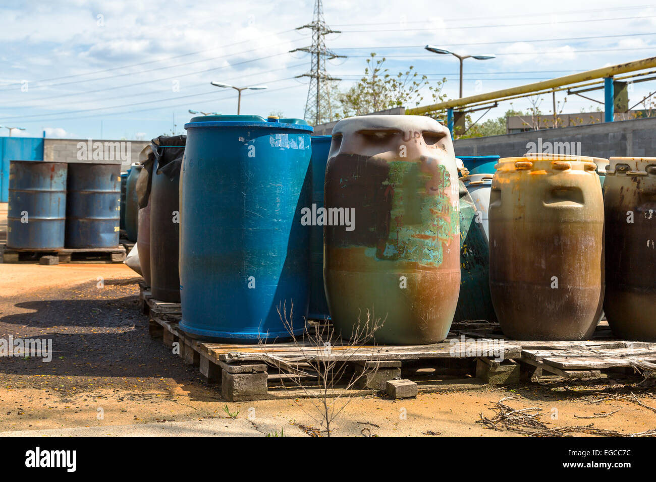 Several barrels of toxic Stock Photo - Alamy