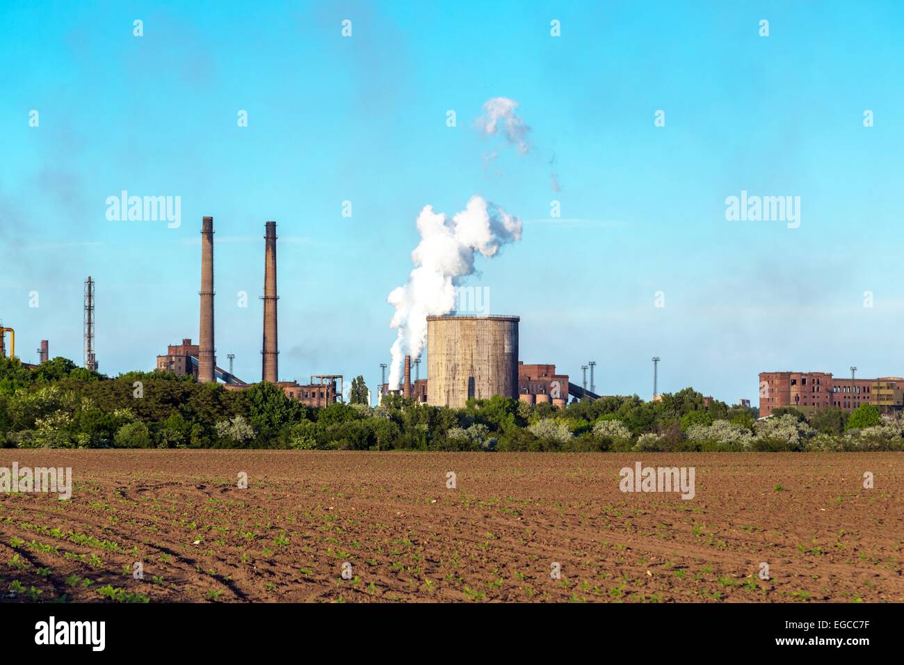 Rural landscape with factory Stock Photo - Alamy