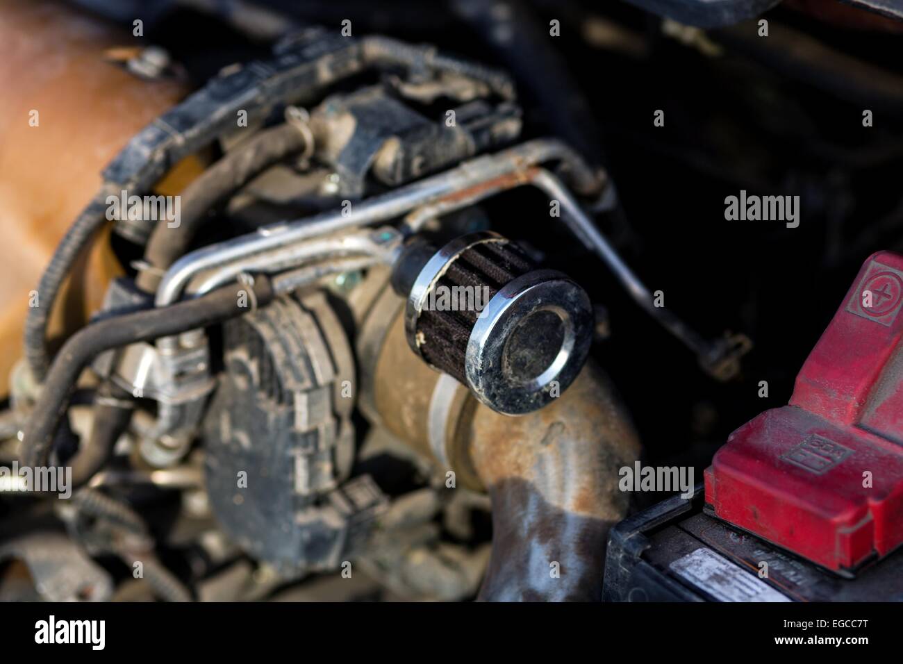 Man repairing motor block Stock Photo - Alamy