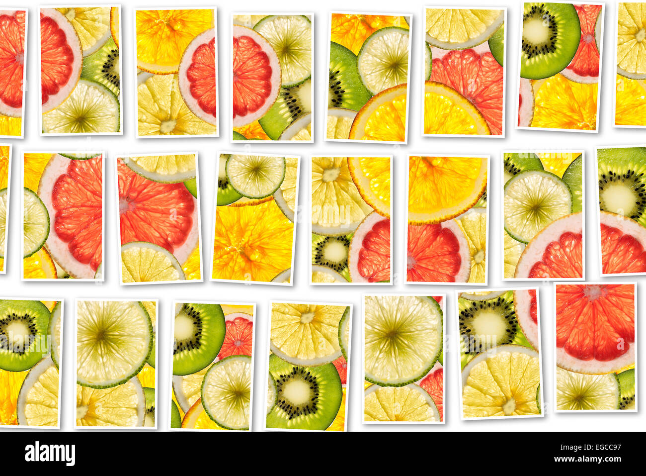 Ripe Fruit collage made from slices of mixed fruit Stock Photo - Alamy