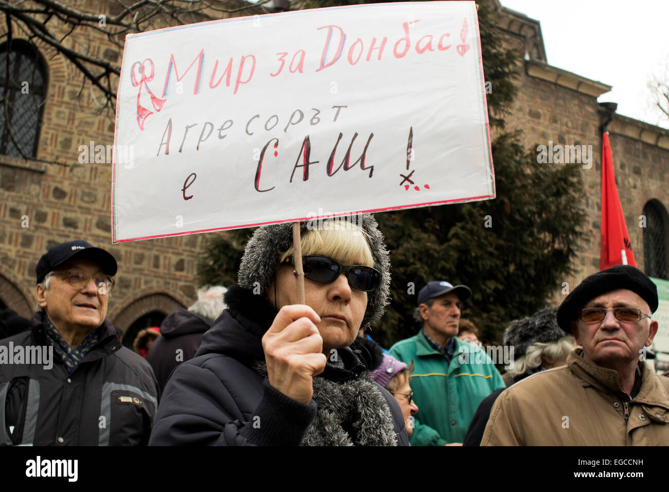 Demonstrators gather under the motto ”NATO out" in front of the ...