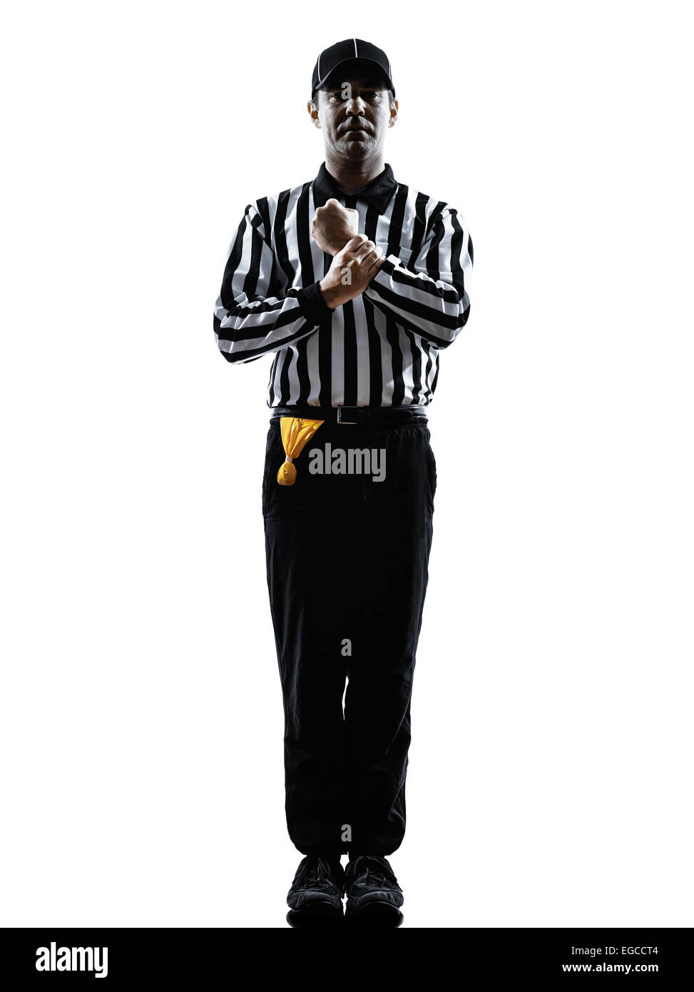 american football referee gestures holding in silhouette on white ...