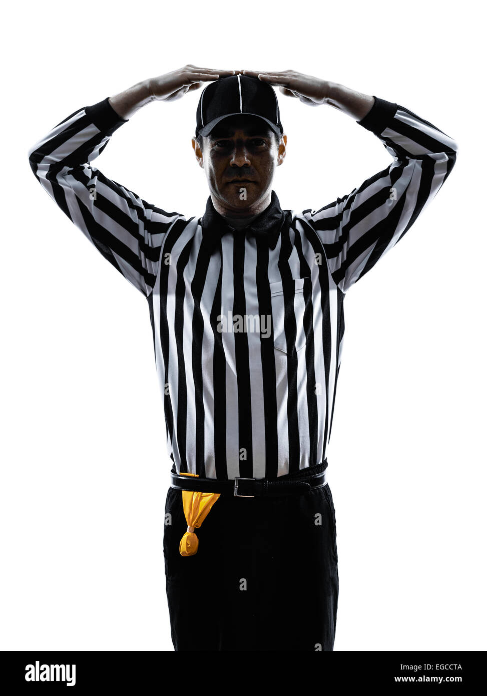 american football referee gestures in silhouette on white background ...