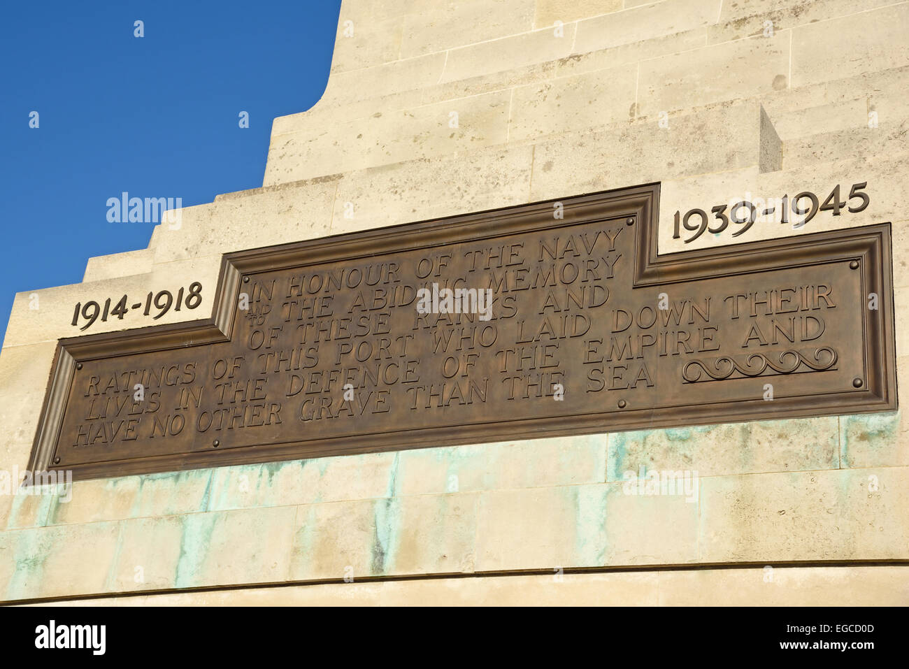 Plaque on the main obelisk at Chatham Naval Memorial , Chatham, Kent ...