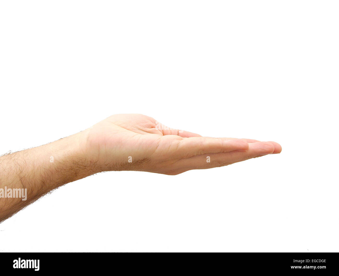 Hand prepared to hold something. Gesture isolated on white background ...