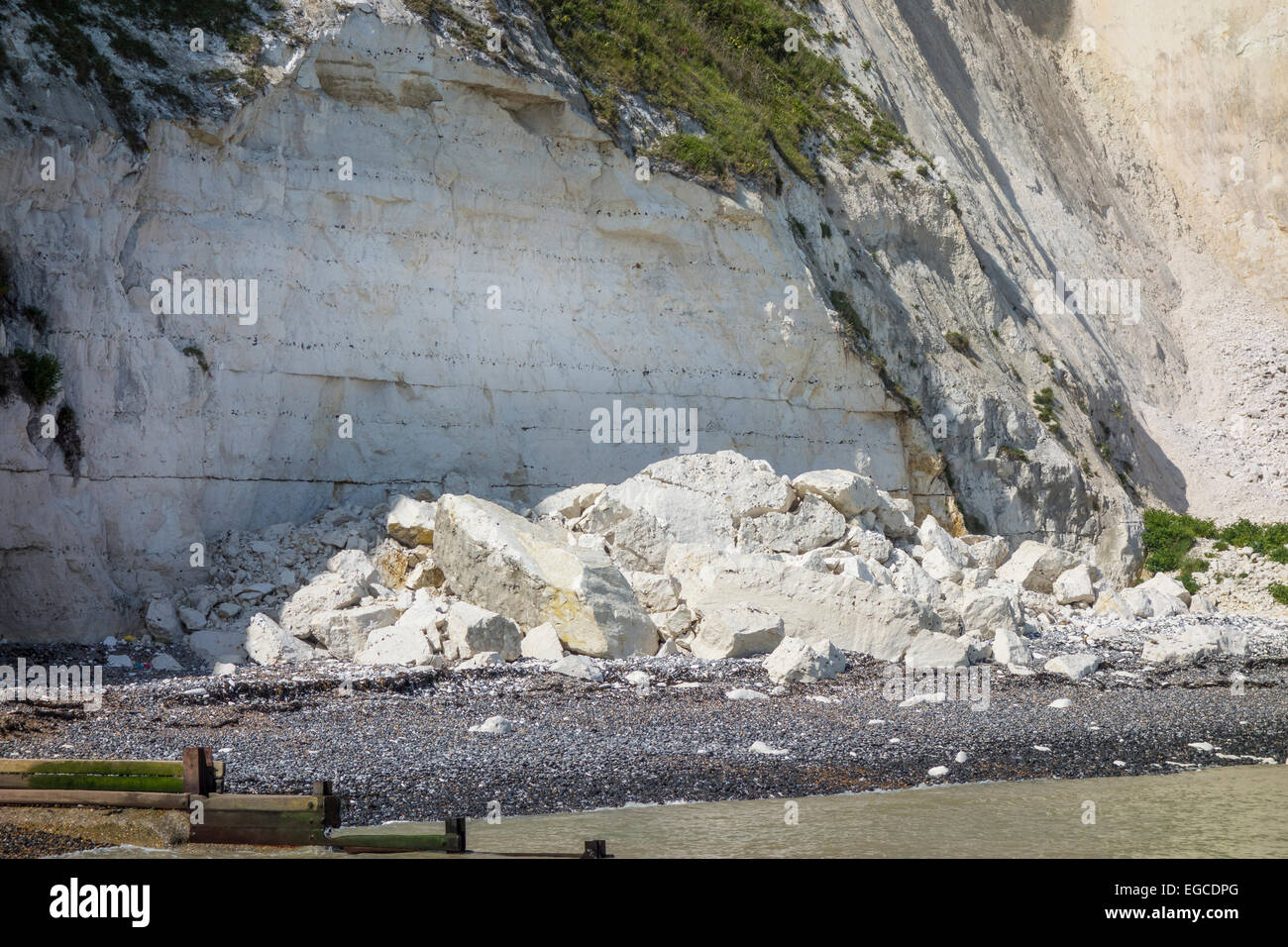 Coastal Erosion Cliff Fall Chalk Cliffs of Dover Kent England UK Stock ...