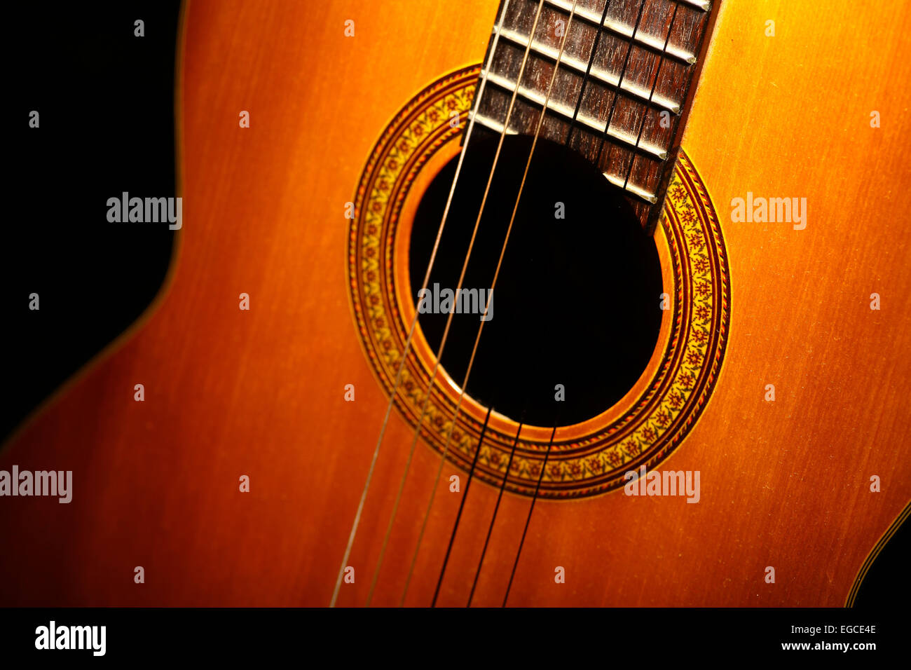 Color detail of an old, acoustic guitar Stock Photo - Alamy