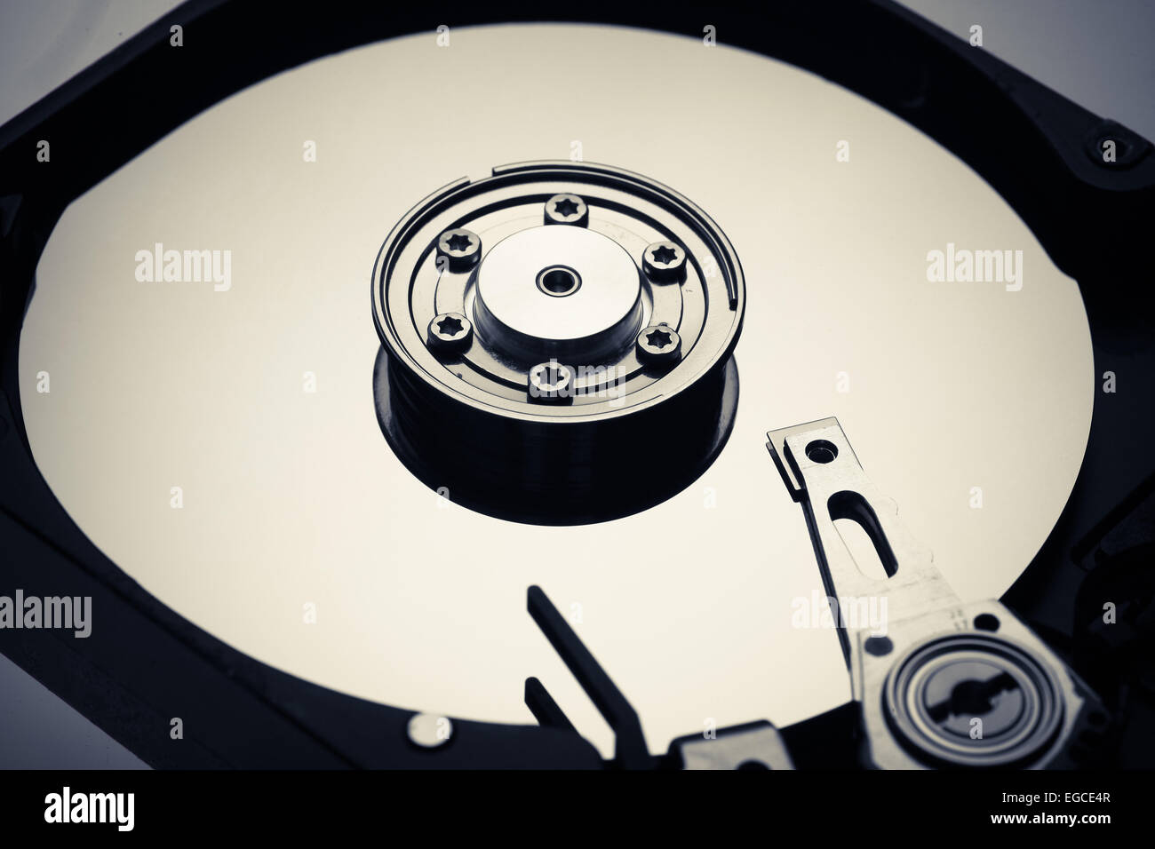 Color picture with details from inside a computer hard drive Stock ...