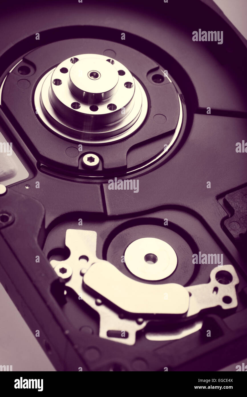 Color picture with details from inside a computer hard drive Stock ...