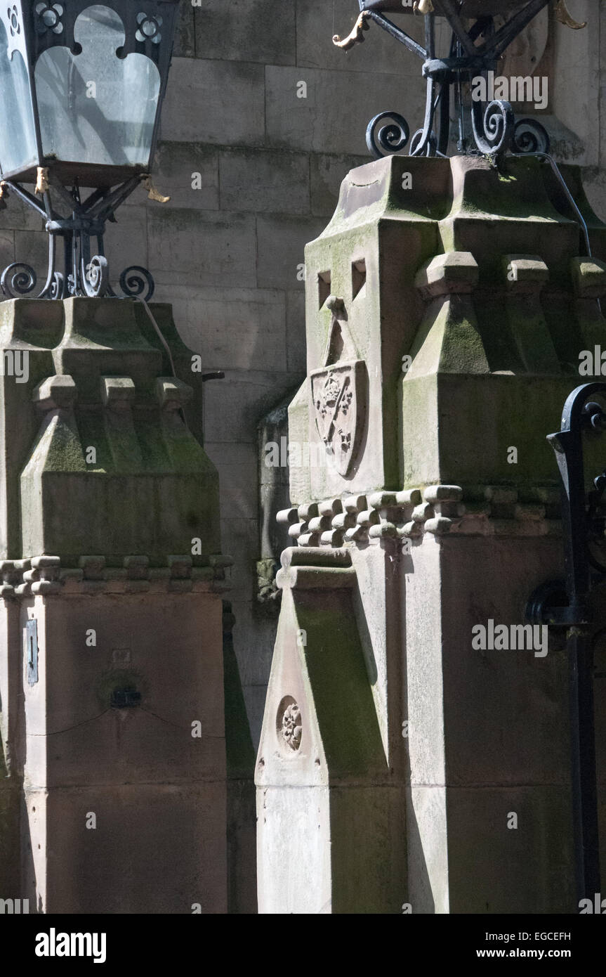 Carved stone lamp posts in York, England Stock Photo - Alamy