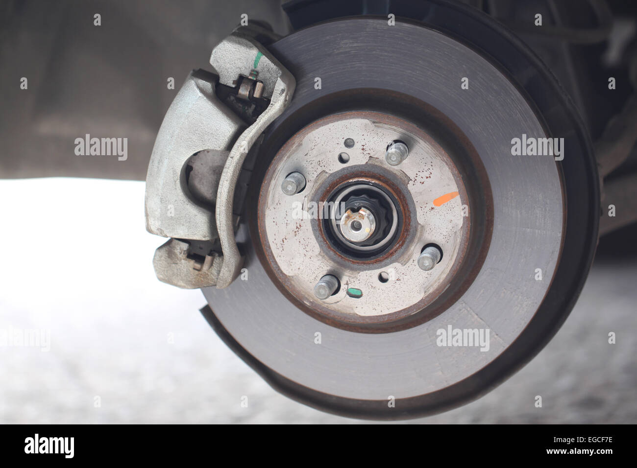 repaired equipment of car brake disc in the garage Stock Photo - Alamy
