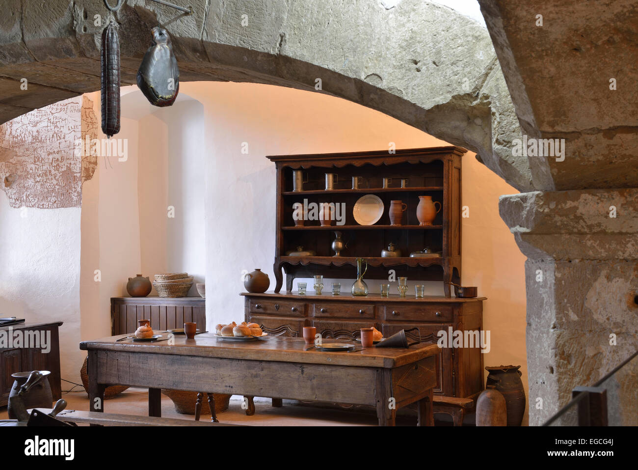 Vianden Castle kitchen interior, Luxembourg Stock Photo - Alamy