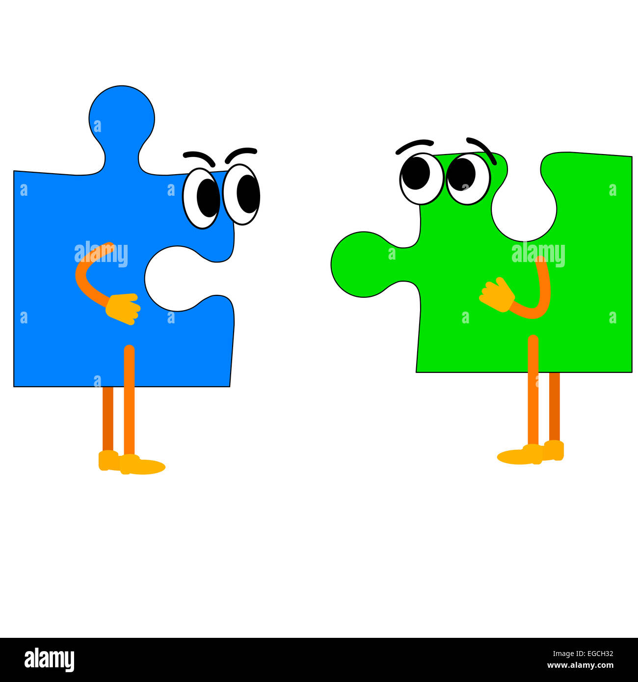 Jigsaw puzzle with hands and feet. Vector illustration Stock Photo - Alamy