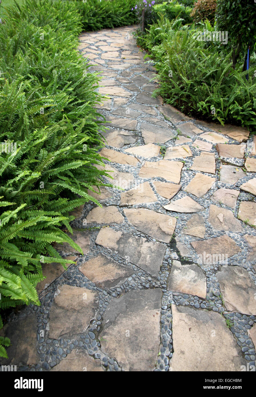 Walkway Stone in the backyard Stock Photo - Alamy