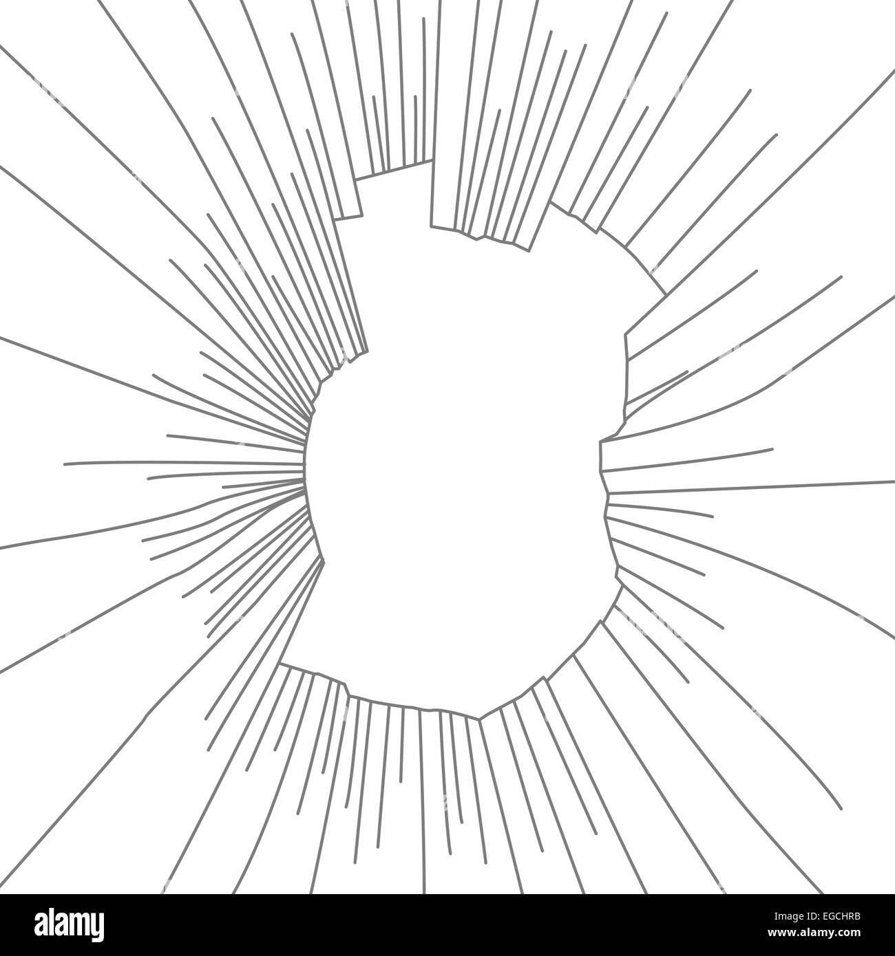 Radial cracks on broken glass. Vector illustration Stock Photo - Alamy