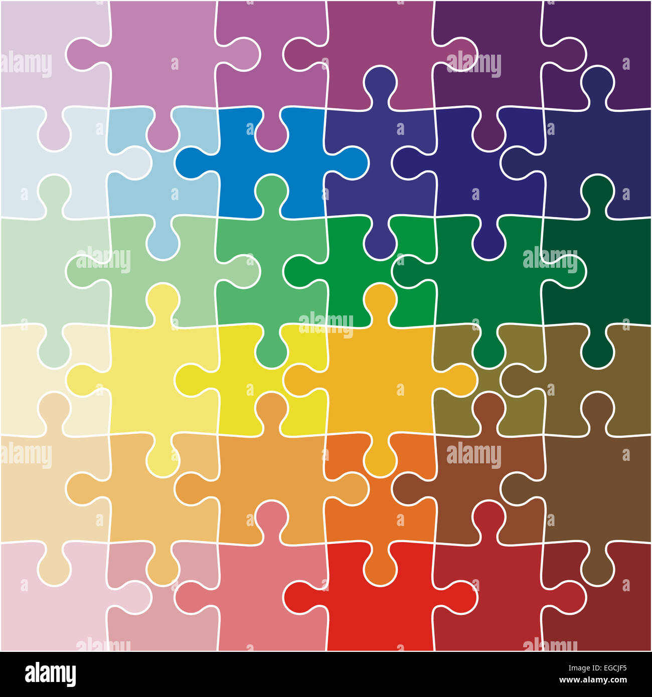 Jigsaw puzzle color of the rainbow. illustration Stock Photo - Alamy