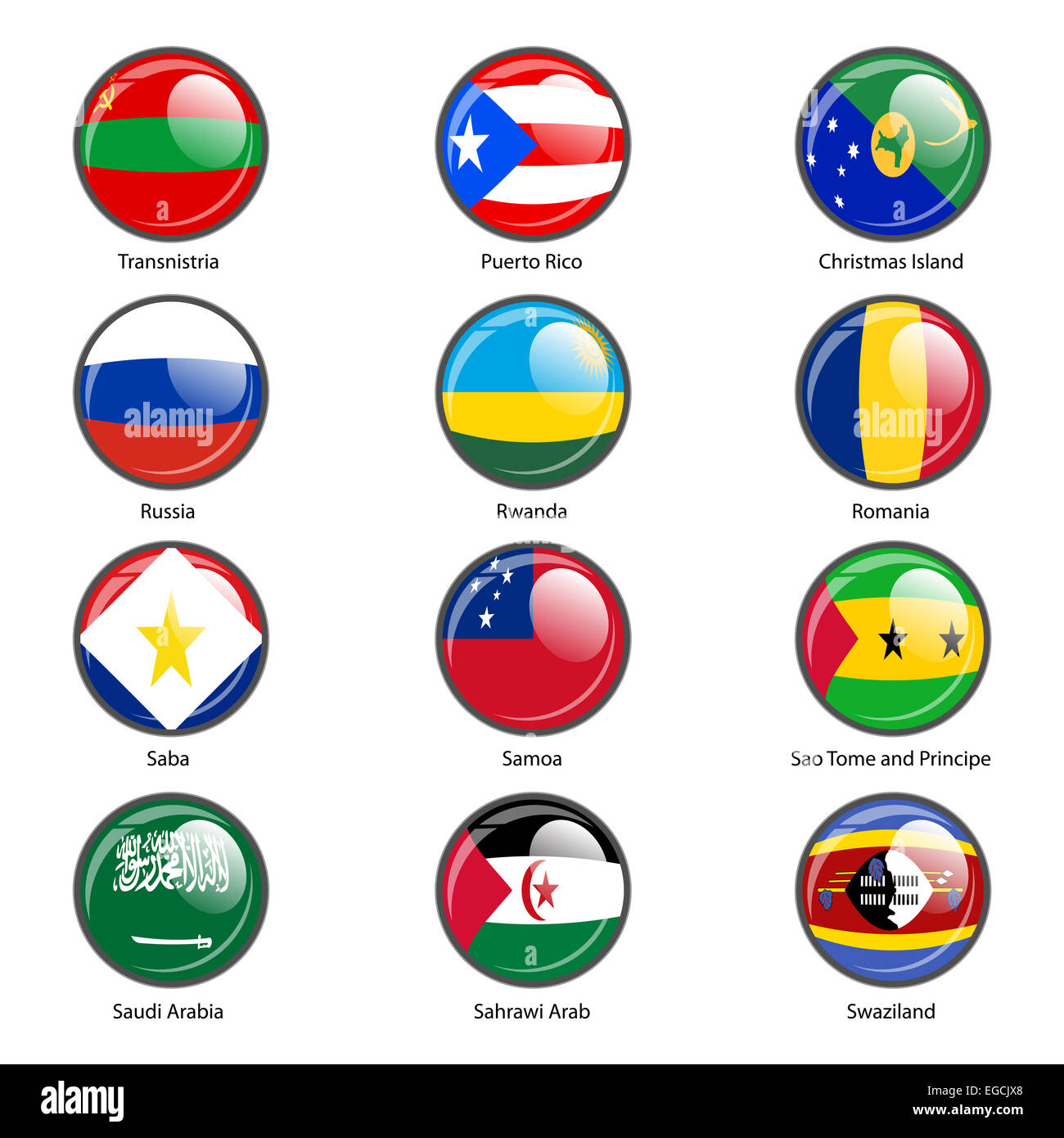 Set circle icon Flags of world sovereign states. Vector illustr Stock ...