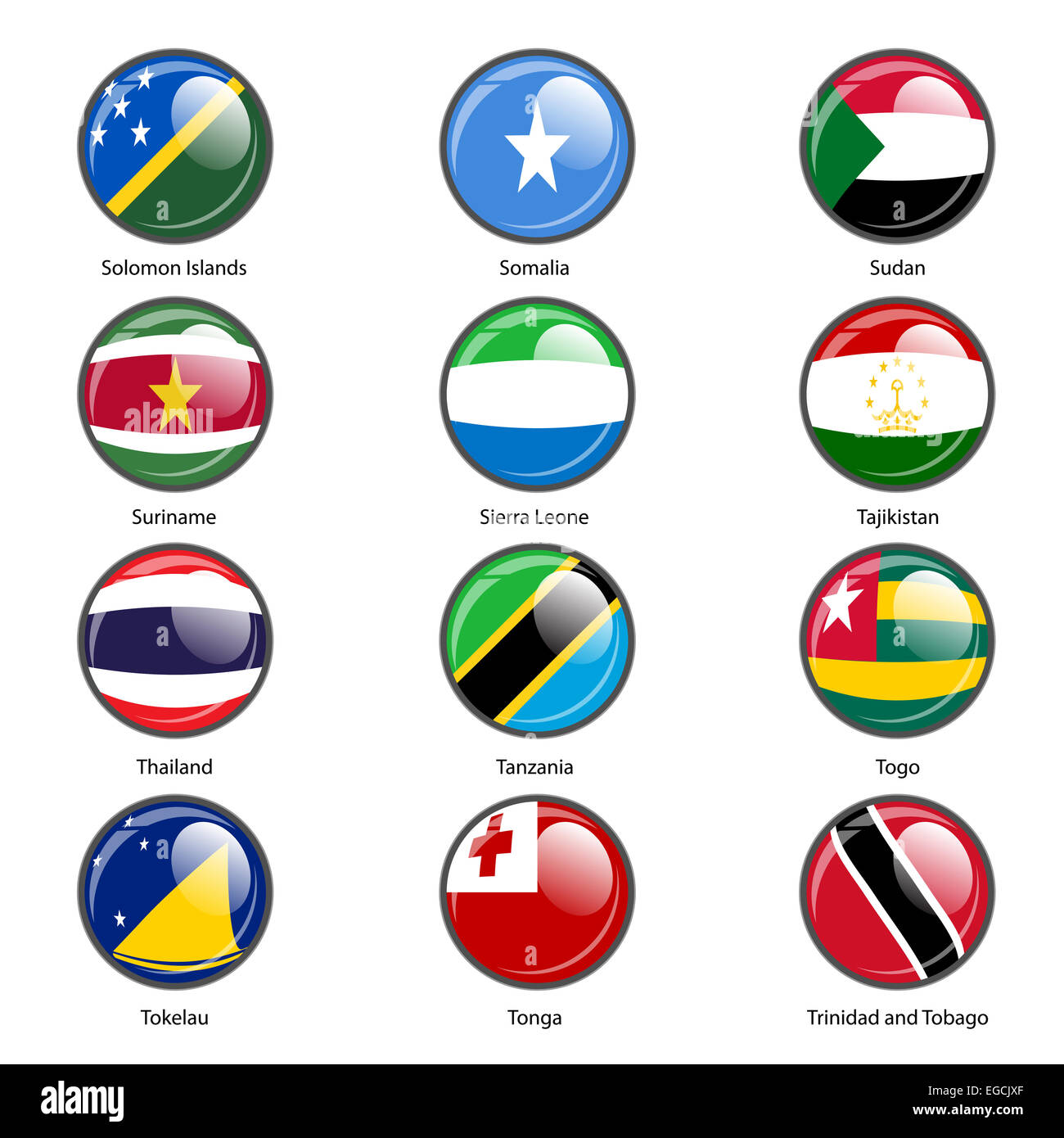 Set circle icon Flags of world sovereign states. Vector illustr Stock ...