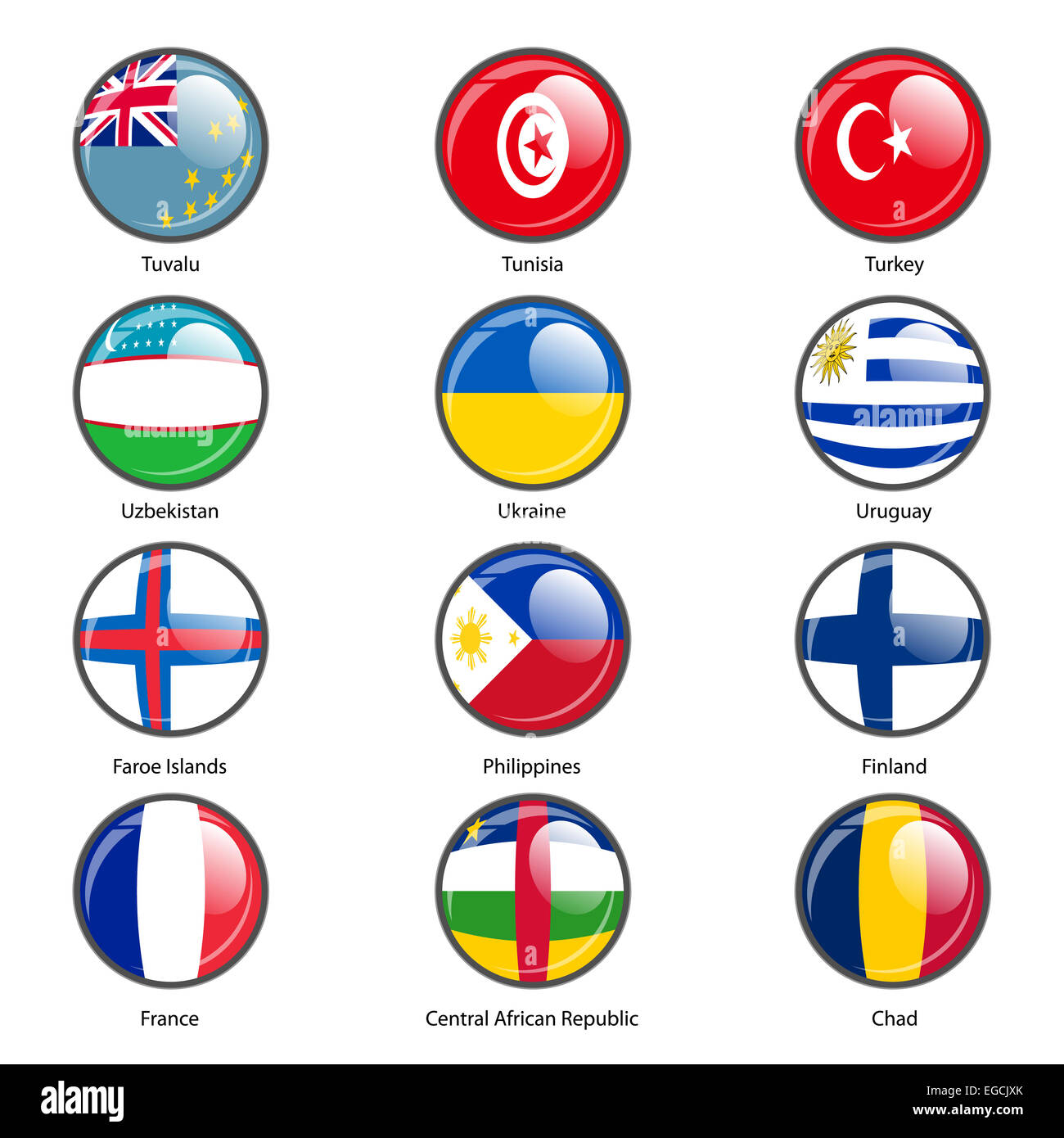 Set circle icon Flags of world sovereign states. Vector illustr Stock ...