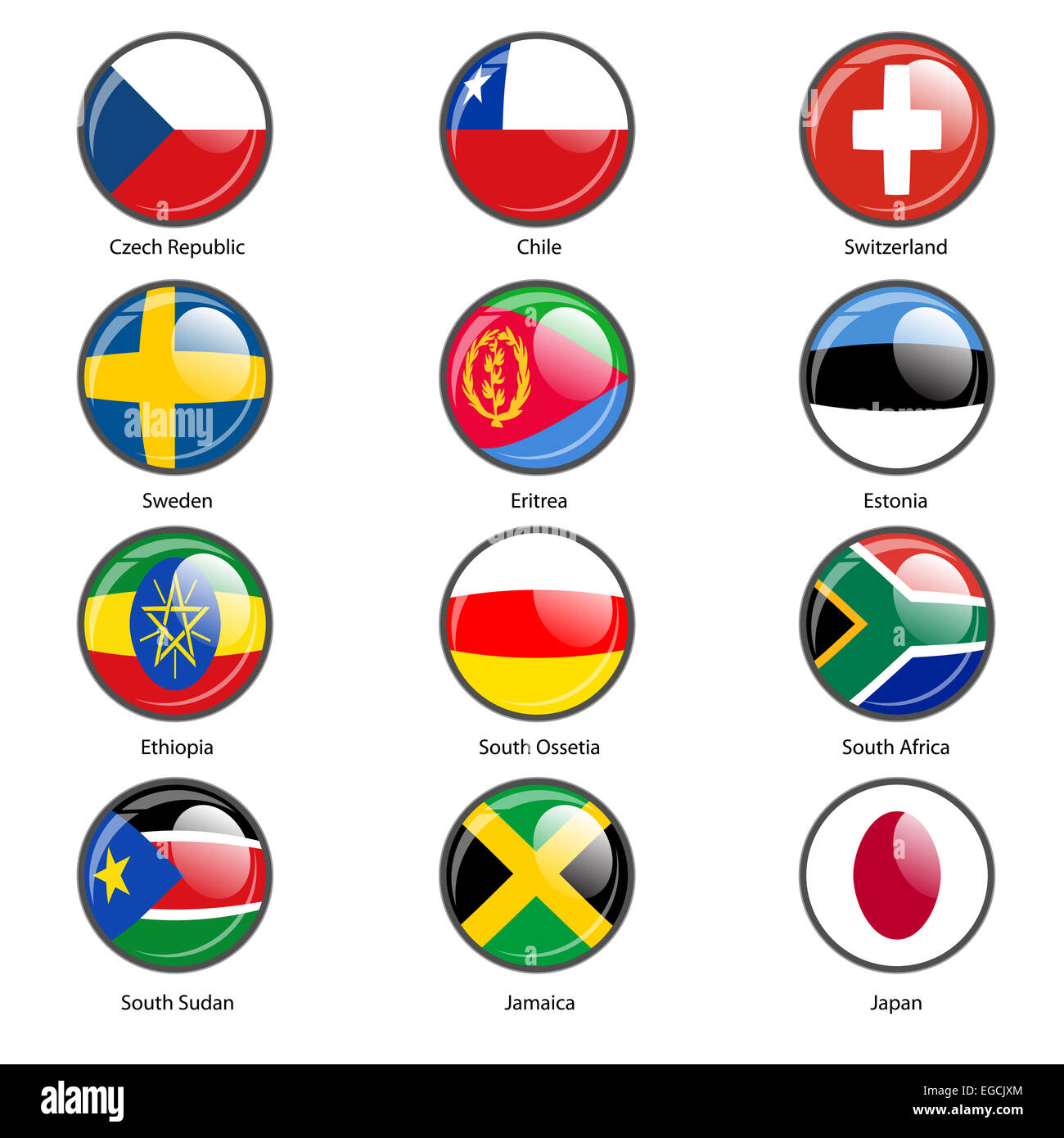 Set circle icon Flags of world sovereign states. Vector illustr Stock ...