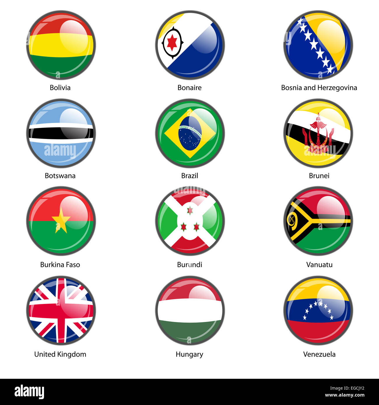 Set circle icon Flags of world sovereign states. Vector illustr Stock ...