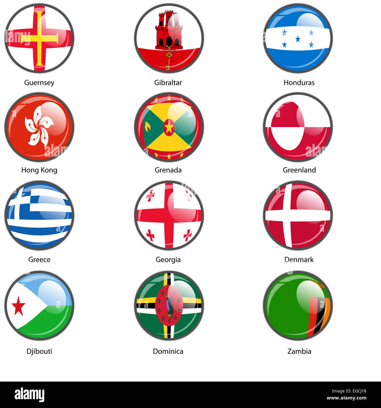 Set circle icon Flags of world sovereign states. Vector illustr Stock ...