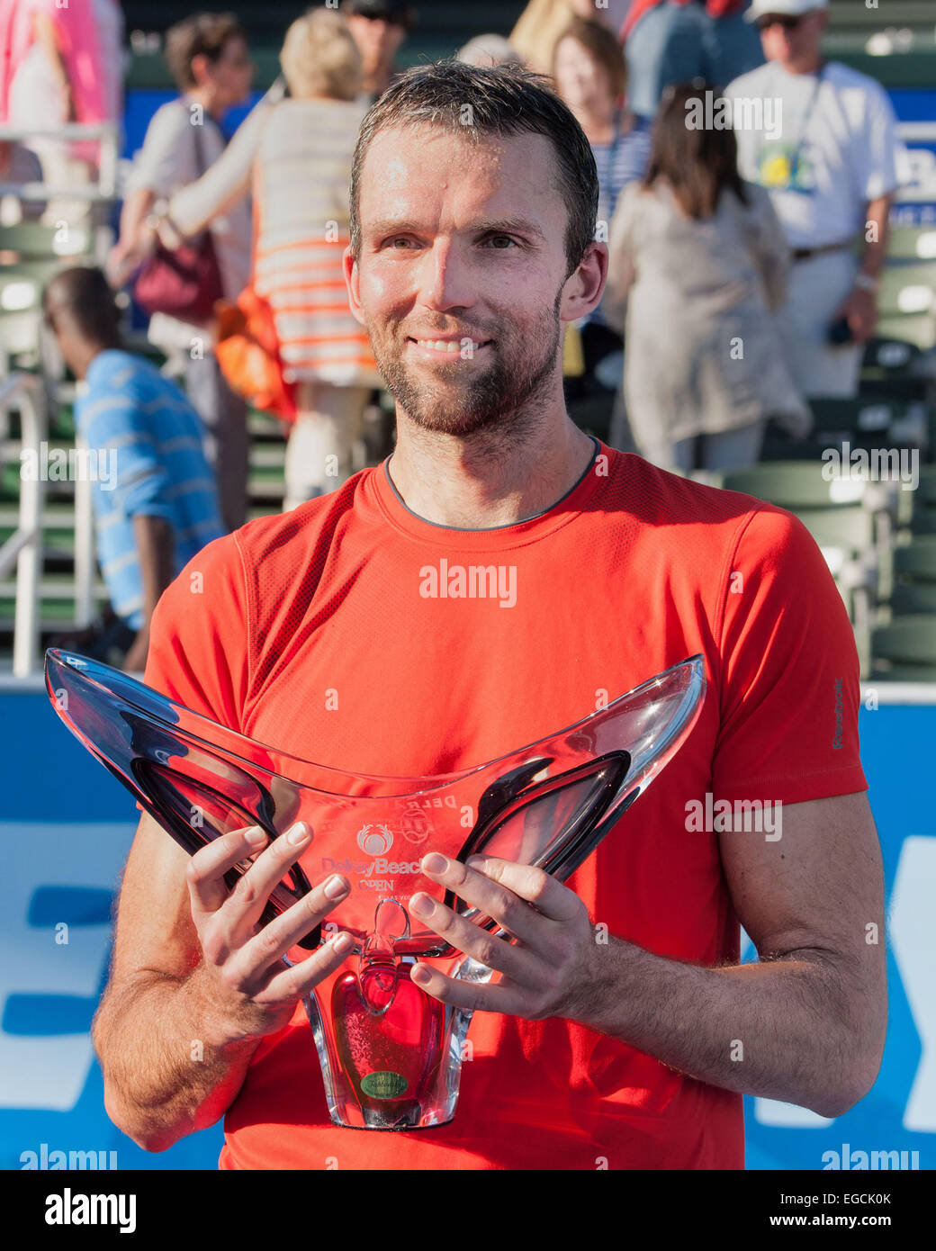 Delray Beach, Florida, US. 22nd Feb, 2015. Croatian IVO KARLOVIC poses ...