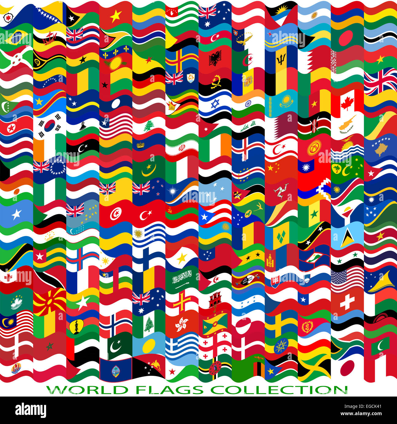 Flags of the world and map on white background. Vector illustra Stock ...