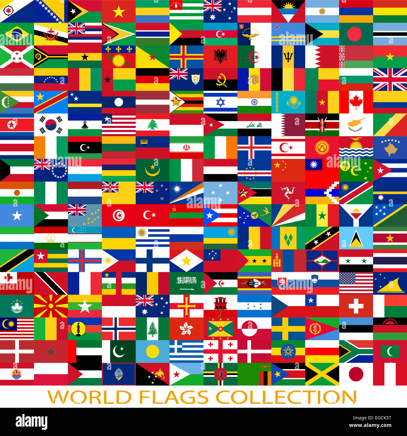 Flags of the world and map on white background. Vector illustra Stock ...