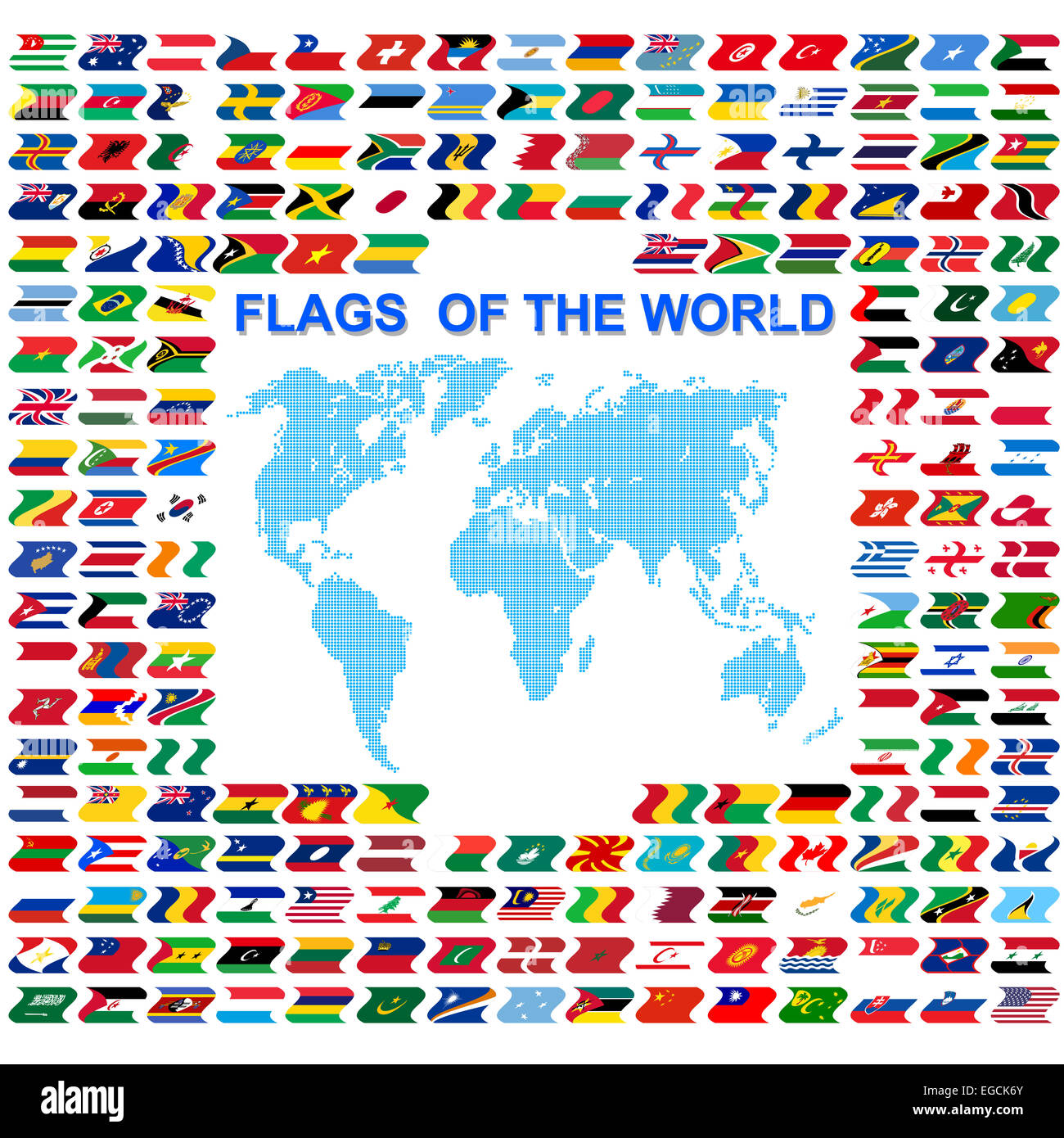 Flags of the world and map on white background. Vector illustra Stock ...