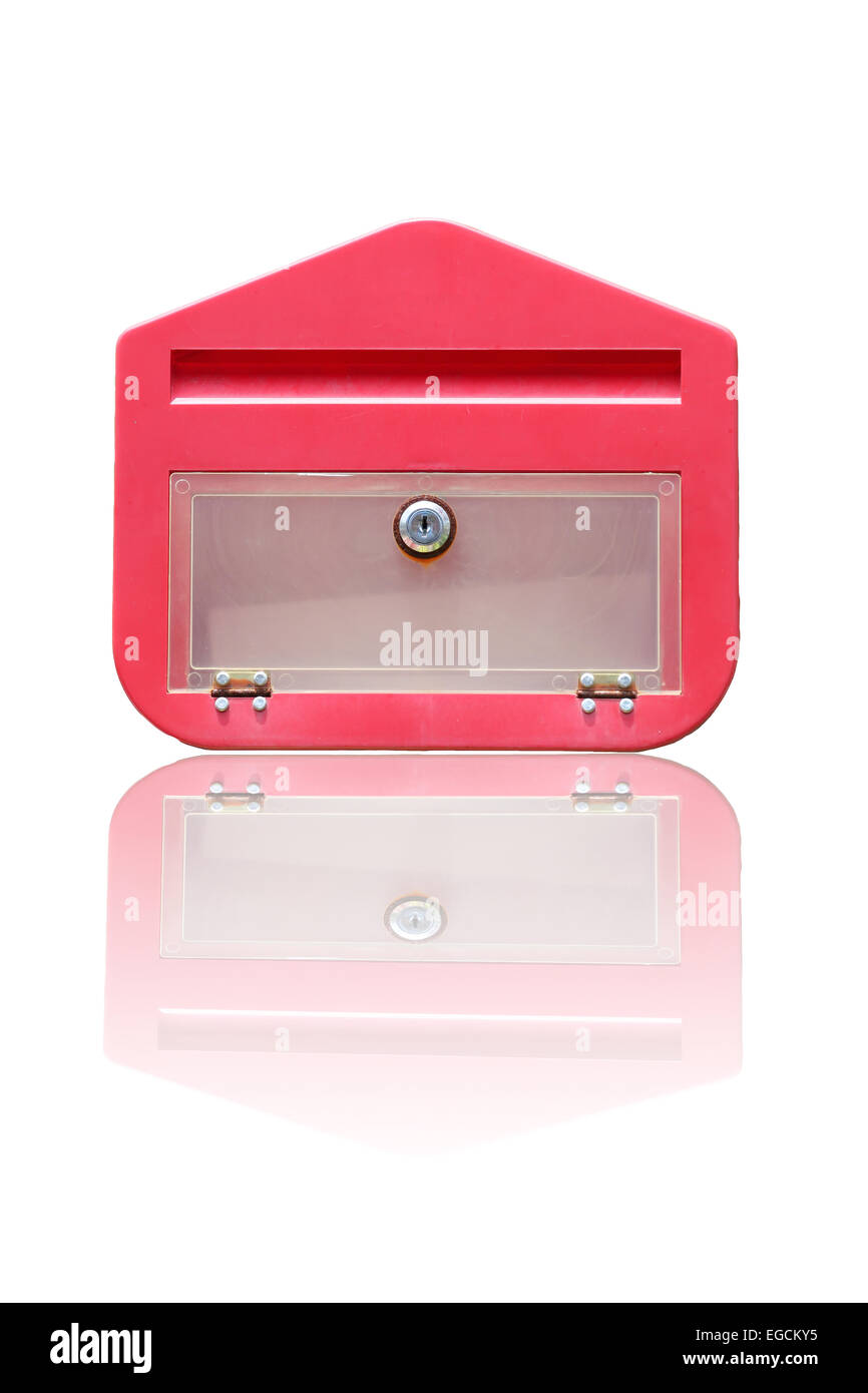 Red mailbox on white background Stock Photo - Alamy