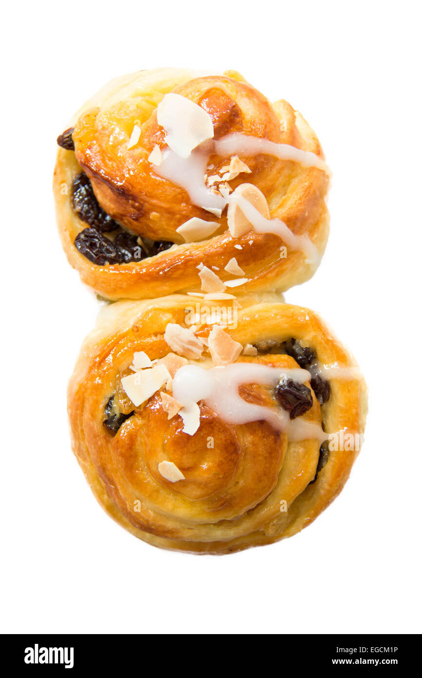 A Raisin cream roll danish and almond slice Stock Photo - Alamy