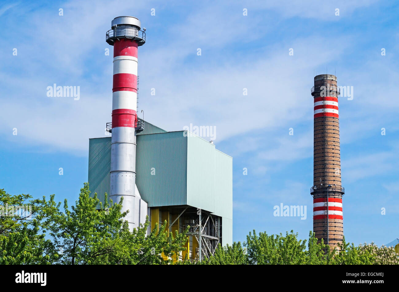Smoke stacks of the power station Stock Photo - Alamy