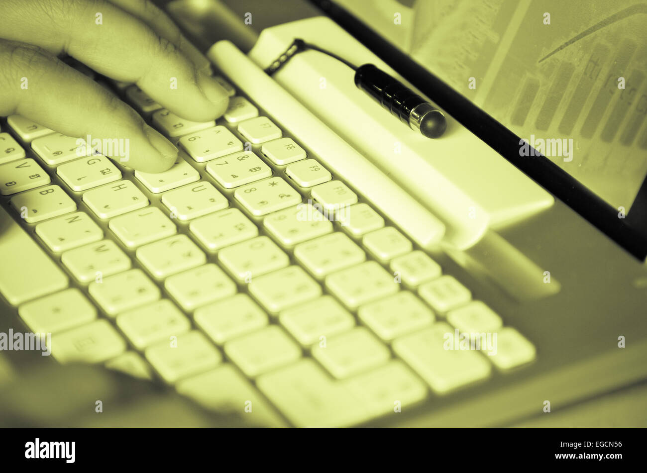 Typing on keyboard Stock Photo - Alamy