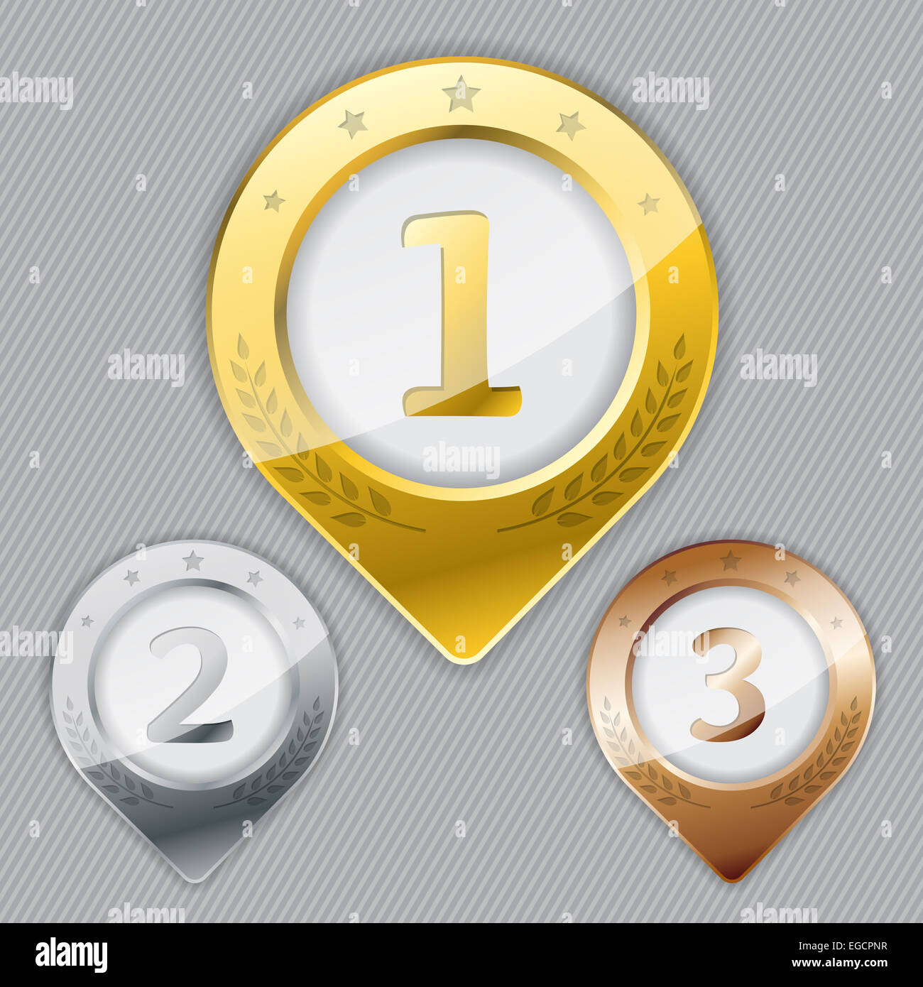 Various awards for winners of places one two three Stock Photo - Alamy