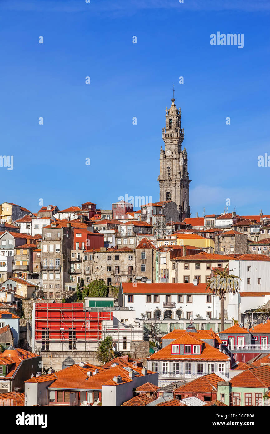 The iconic Clerigos Tower in the city of Porto, Portugal. One of the ...