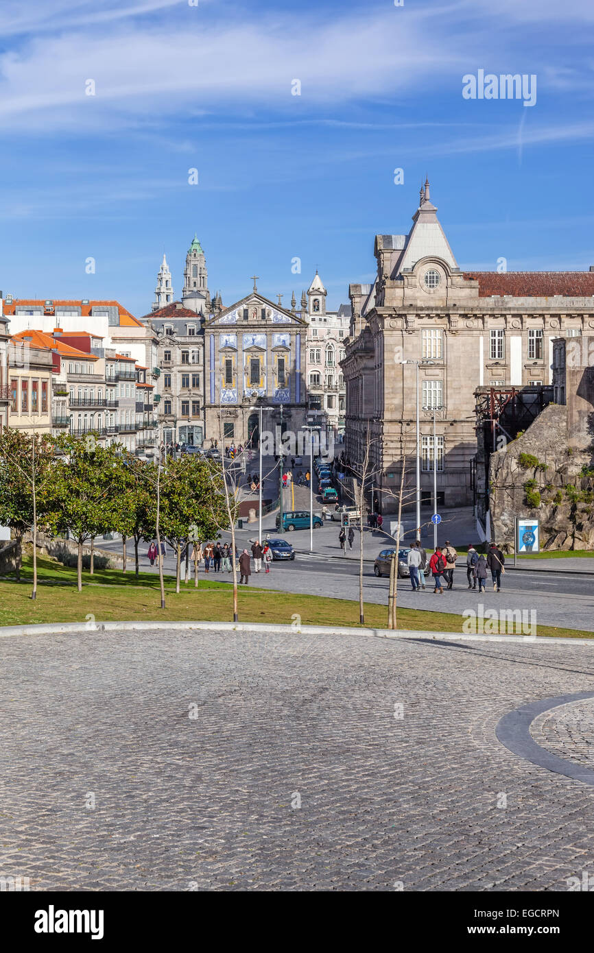 Porto, Portugal. View of the Almeida Garret Square with the Congregados ...