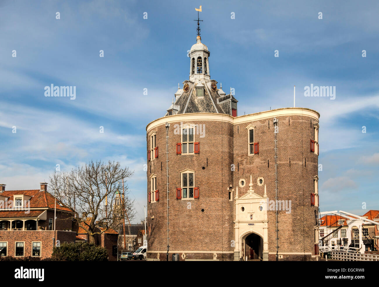 View on the harbour gate and tower, called "Dromedaris" in the historic ...