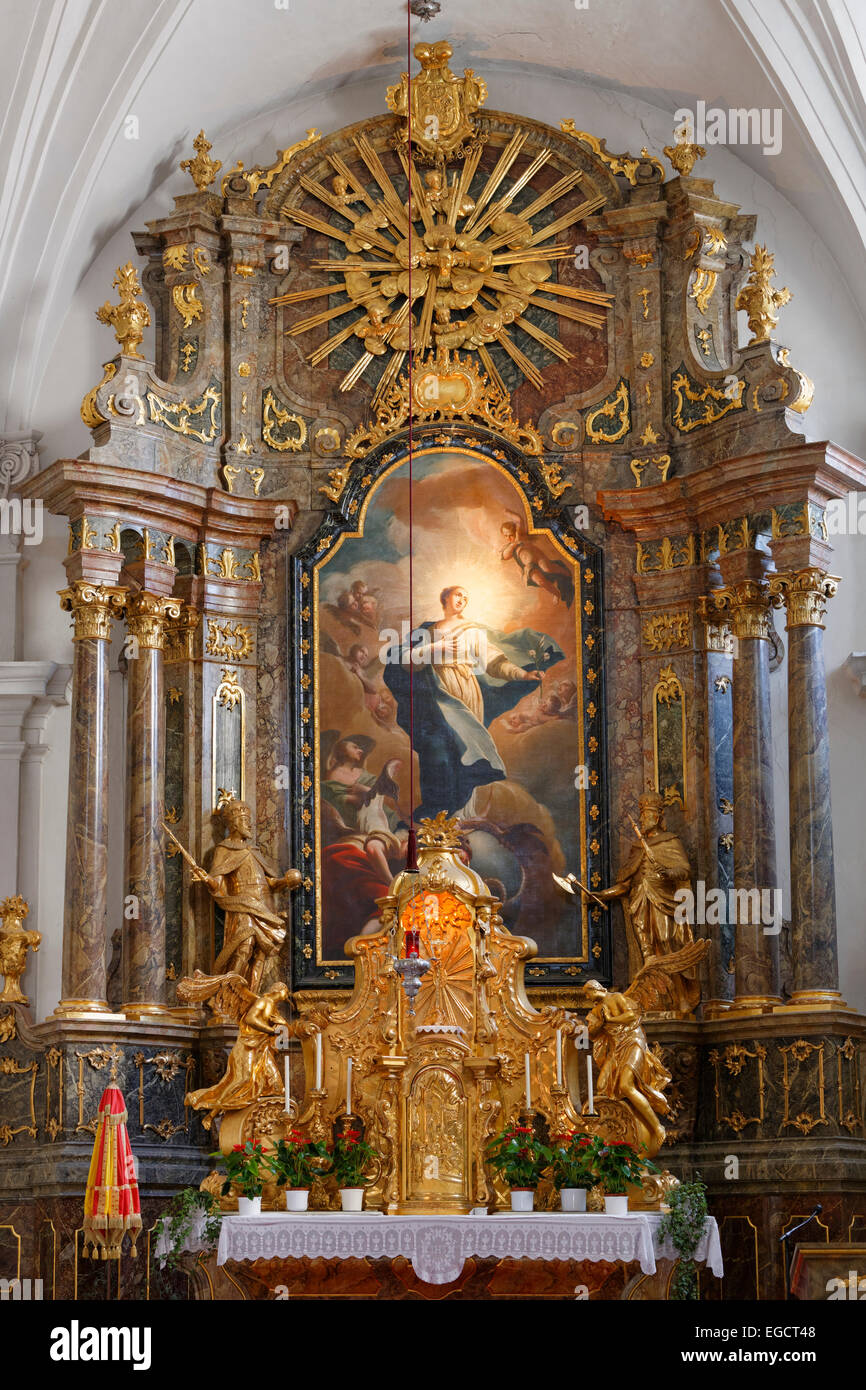 High altar with painting "Immaculate Conception" pilgrimage church Basilica Maria Loretto ...