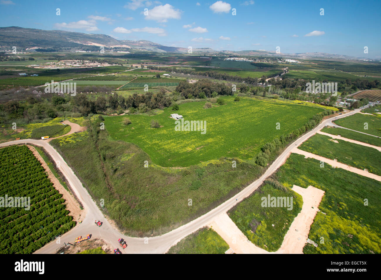 Aerial view of arable farmland. Photographed in Israel in March Stock ...