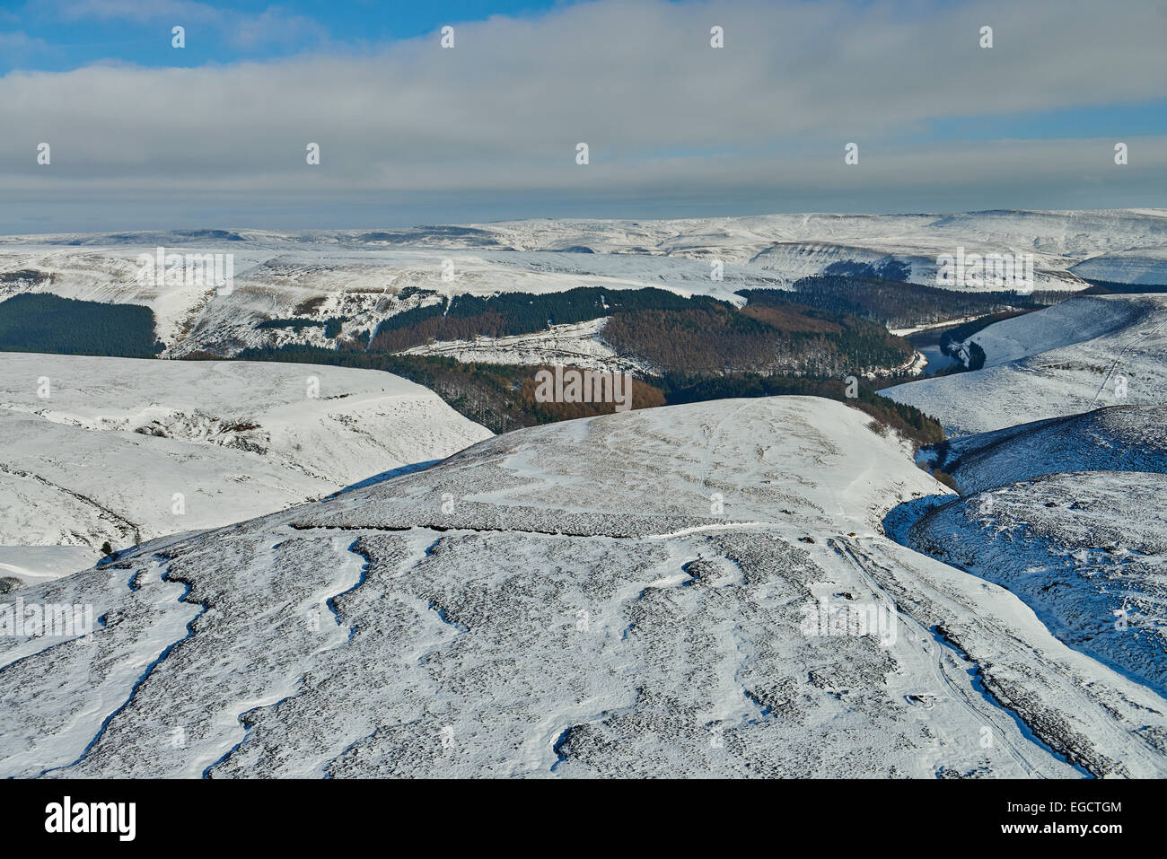 Aerial photograph of Howden Moors and the valley of the River Westend ...