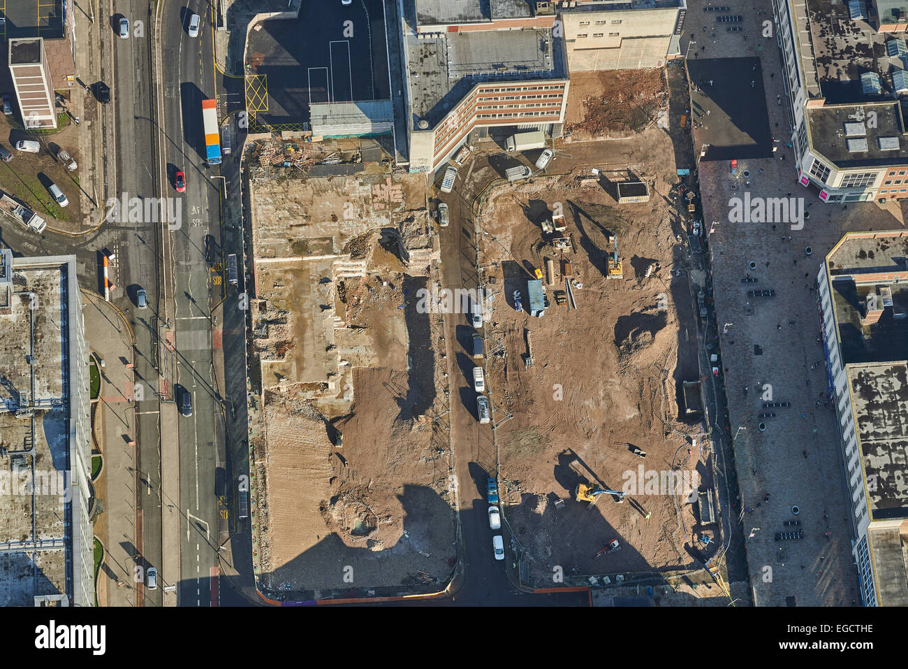 Aerial photograph of building redevelopment at Charter Row, Sheffield ...