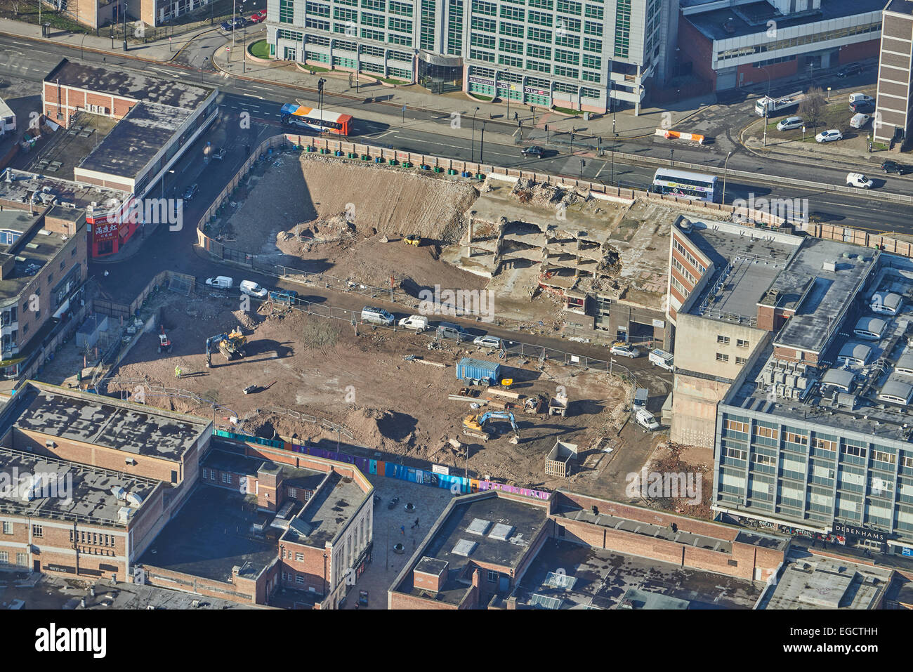 Aerial photograph of building redevelopment at Charter Row, Sheffield ...