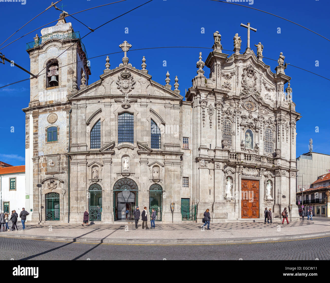 Porto, Portugal. December 29, 2015: Carmelitas Church on the left ...
