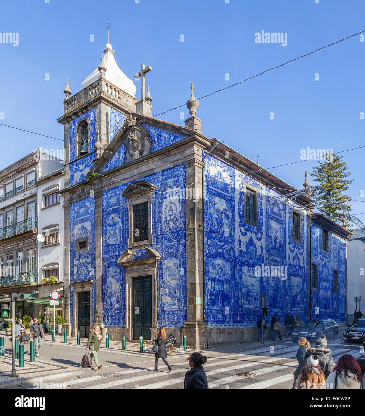 Porto, Portugal. Santa Catarina Chapel, aka Almas Chapel decorated with ...