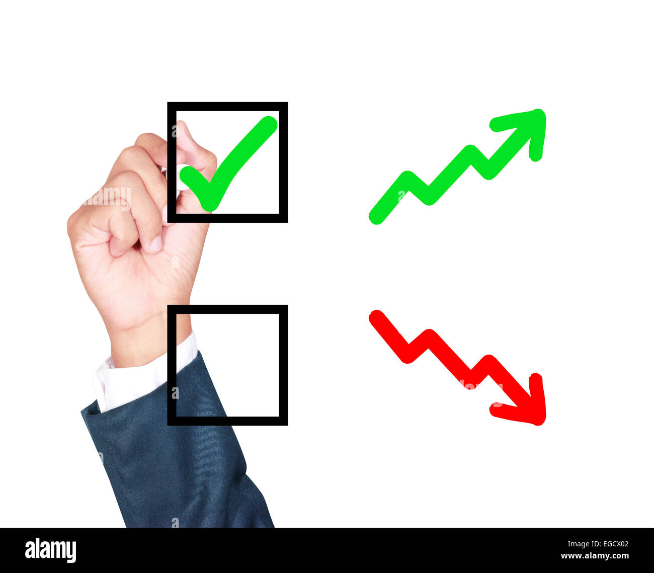 motivation choose growth solution for success by businessman tick box ...