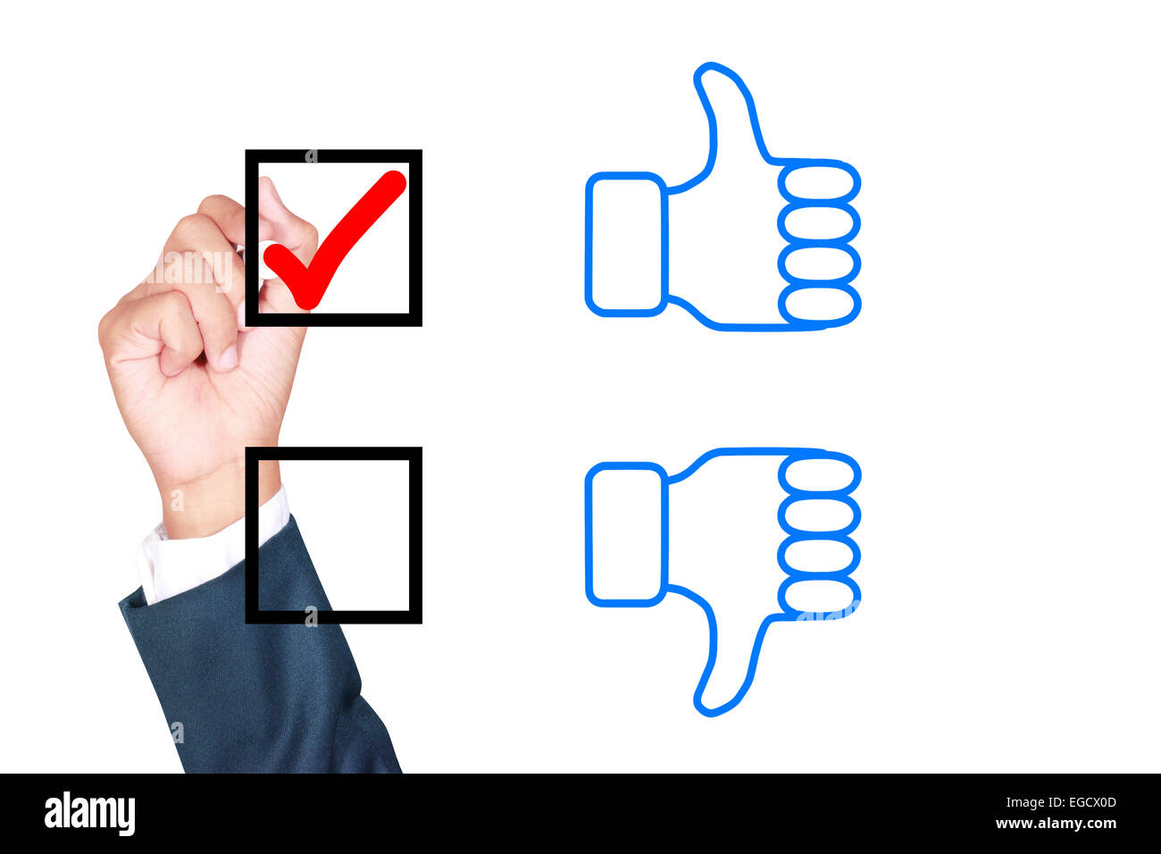 motivation choose thumb up solution for success by businessman tick box ...