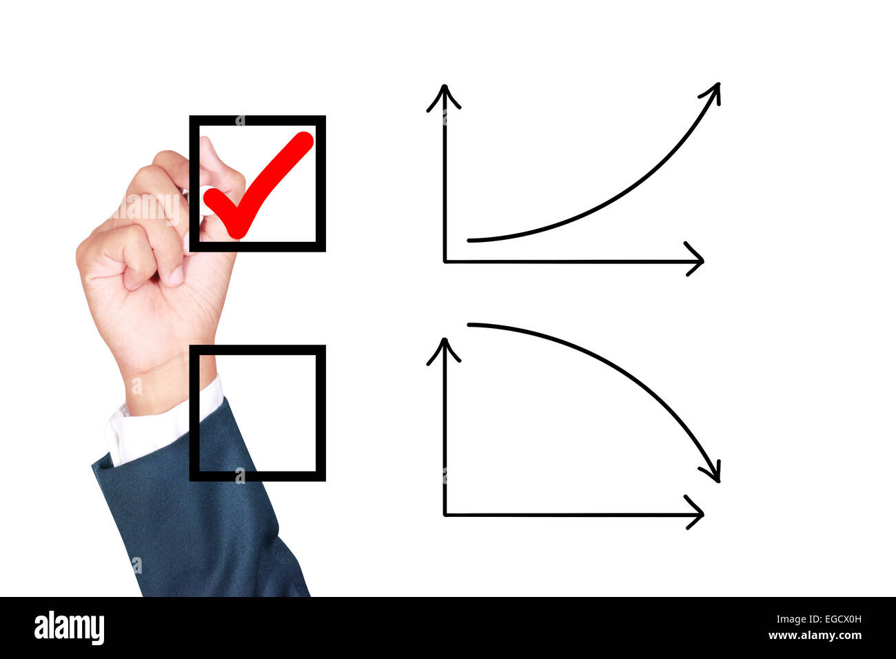 motivation choose growth solution for success by businessman tick box ...